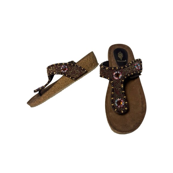 Volatile | Shoes | Volatile Island Beaded Thong Mini Wedge Sandals ...
